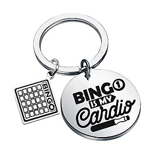 PLITI Funny Bingo Gift Bingo Gambler Gift Bingo Game Lover Gift Bingo Is My Cardio Keychain Gambling Gift (bingo cardio ky)