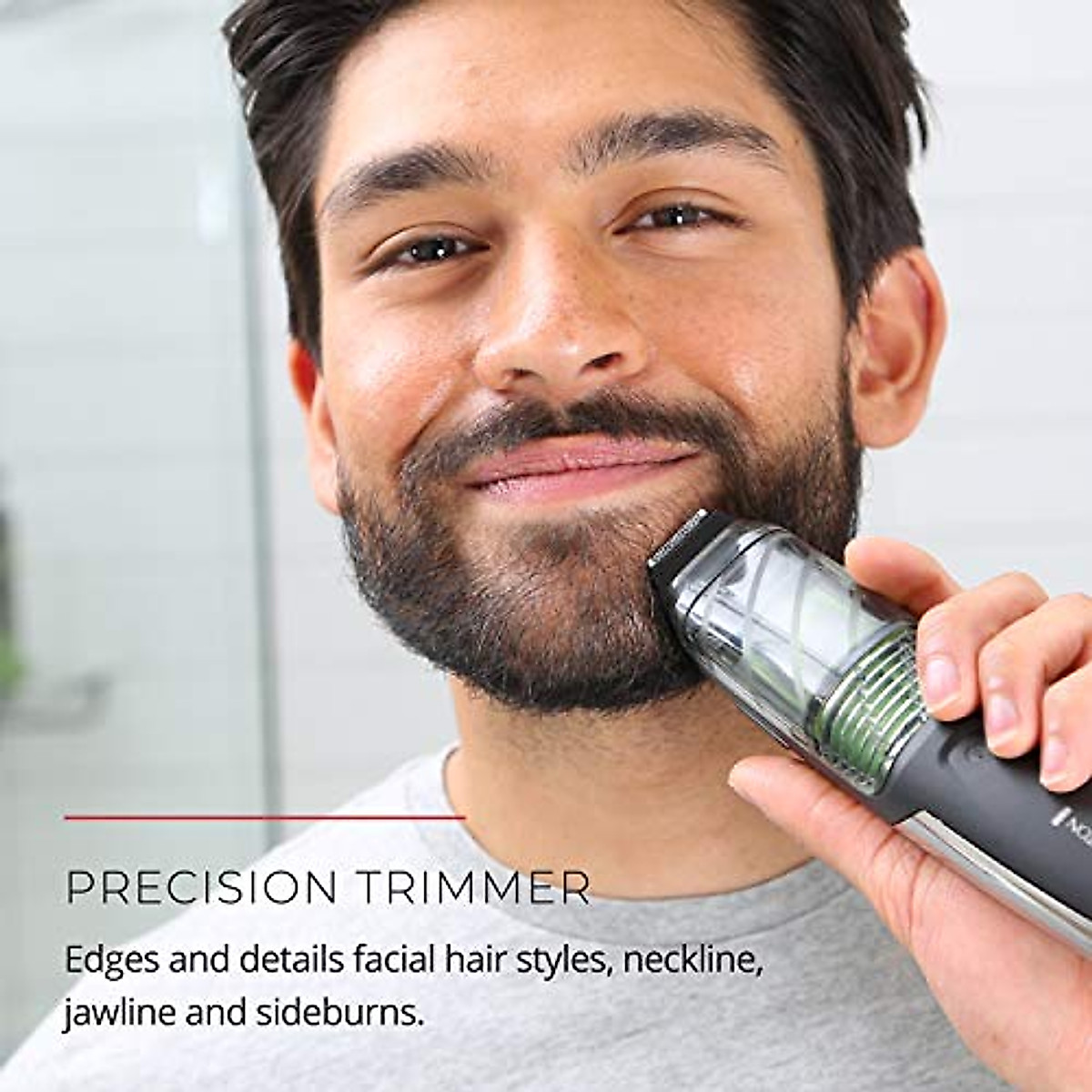 Remington Vacuum Beard Trimmer, 11 Setting Adjustable Length Comb (2-18mm), Vacuum Trimmer for Beard, Mustache, and Stubble, Rechargeable Lithium Power, Washable, Removable Blades