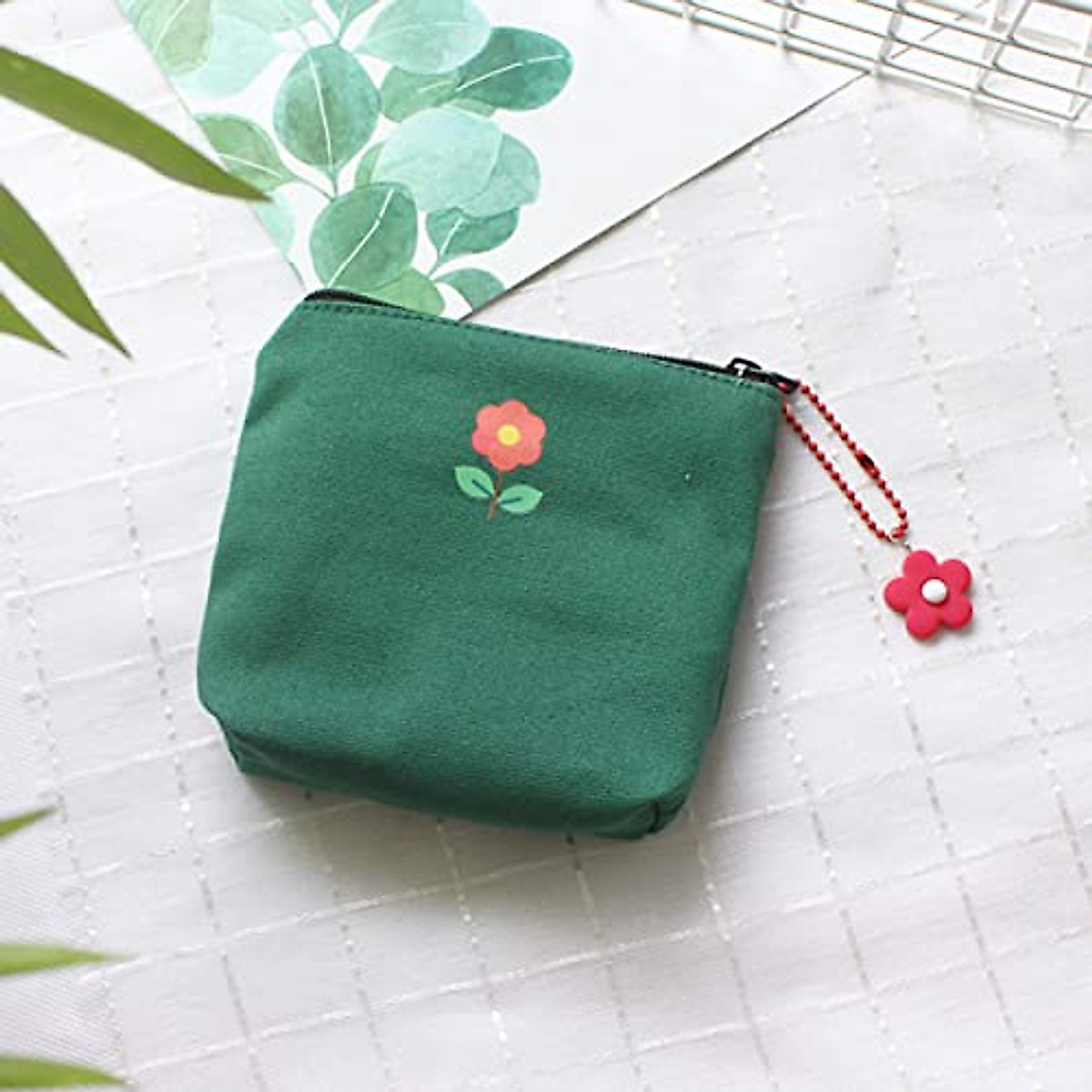 Healifty 1 pc Zipper Charm Bag- Purse Organiser Makeup Compact Portable Practical Storage Green for Nursing Multipurpose Coin and Tie Travel Products Tampons Girls Decorative Earphone