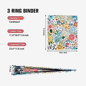 1-inch 3-Ring-Binder with Pockets 1'' Decorative Round Ring Binders for School Holds US Letter Size 8.5'' x 11'' 200 Sheets for Office/Home/Back to School, 2 Pack