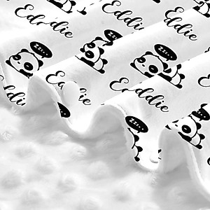 Personalized Baby Car Seats Canopy for Babies with Name, Custom Multi-use Covers for Baby Boys Girls, Cute Little Panda Minky Nursing Breastfeeding Stroller Cover Canopies for Newborn Infant