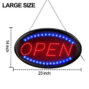 LED Open Sign, FITNATE Large 23x14 inch Business Open Sign with Remote Electric Display Sign,2 Modes Flashing & Steady Lights for Business, Shop, Bar, Hotel