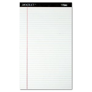 TOPS Docket Writing Pads, 8-1/2" x 14", Legal Rule, White Paper, 50 Sheets, 12 Pack (63590)