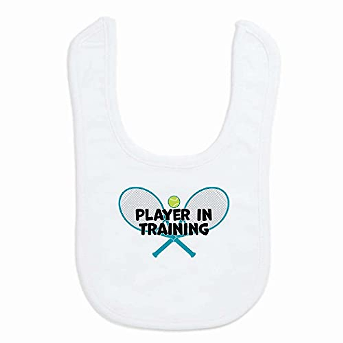 ChalkTalkSPORTS Tennis Baby & Infant Bib | Tennis Player in Training | Soft Microfiber Bib