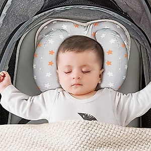 vocheer 2 in 1 Baby Travel Pillow, Baby Head Support Pillow Stroller Pillow with Banana Neck Pillow for Newborn,Light-Pink