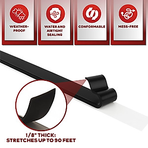 Butyl Sealing Tape, Black, 1/8-In x 3/4-In x 30-Foot Plumbers Putty Tape, RV Sealant Tape, Butyl Rubber for Boat Sealing, EDPM Butyl Tape RV - XFasten