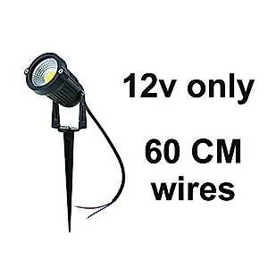 Tento Lighting 60cm Extended Wires Low Voltage Outdoor Backyard Lawn Spotlight Landscape Garden Wall Lighting COB LED Lights, Cool White, 12v 5w (500lm) (4/Pack)