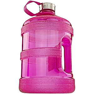 1 Gallon BPA Free Plastic Water Bottle for Cold Liquids With Attached Leak Proof Screw Lid - For Gym Office Daily Use, Pink
