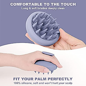 AIMIKE Scalp Massager Shampoo Brush, Soft Silicone Hair Scrubber for Washing Hair, Dandruff Removal & Scalp Scrubber Hair Growth Stimulator, Scalp Brush/Exfoliator Brush On Dry & Wet Scalp - Blue