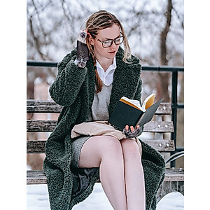 SATINIOR 6 Pairs Women Faux Rabbit Fur Gloves Fingerless Winter Gloves Mittens Warm Gloves Stretchy Hand Wrist Warmers (Classic Color)