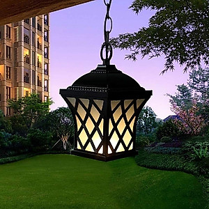 Mrdsre IP65 Waterproof Outdoor Metal Chandelier Traditional American Country Pendant Light Vintage Industrial Garden Aluminum Mesh Glass Lantern Ceiling Lamp Home Porch Balcony Patio Hanging Light E27