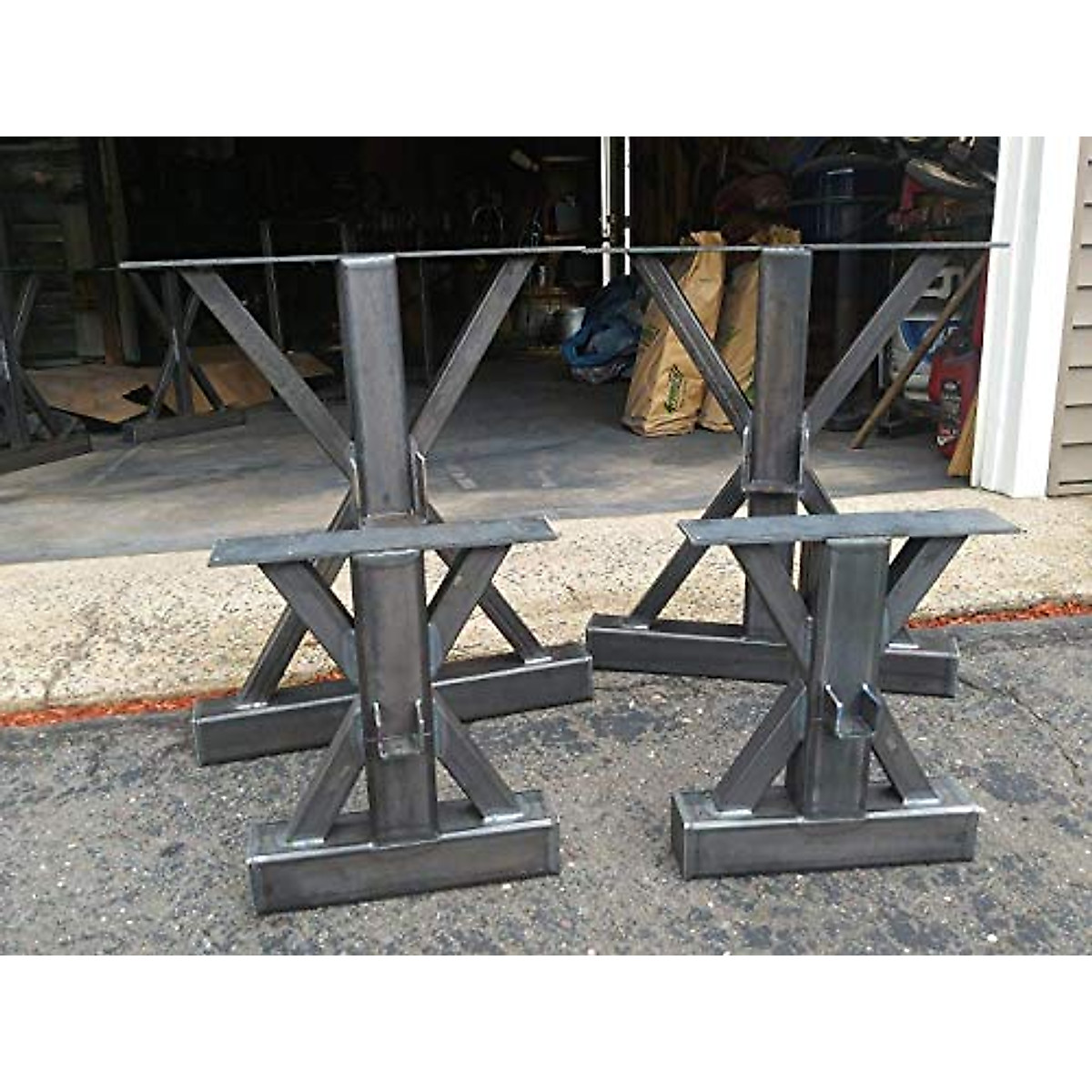 28 inch Metal Bench and Dining Legs Set of 4| Trestle-Shape Heavy Duty Table Legs Metal Couch Legs Furniture Legs| Black Metal For Wood Stone Glass Tabletops| Metal Legs for Coffee Table (16 inch)