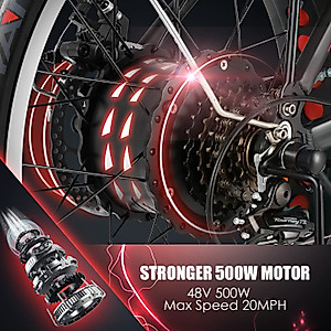 Speedrid Folding Electric Bike for Adults with Peak 800W Motor, 20" x 4.0" Fat Tire Ebike with Mid Located Built-in 48V-10.4Ah Battery, Up to 50 Miles, Front Suspension Fork and 7 Speed