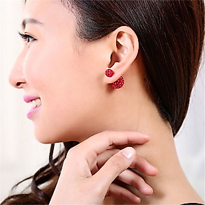 Shiny Rhinestone Double Sided Earrings, Sparkling Crystal Ball Stud Earrings, Two Side Front and Back Earrings, Tribal Pierced Earrings for Women