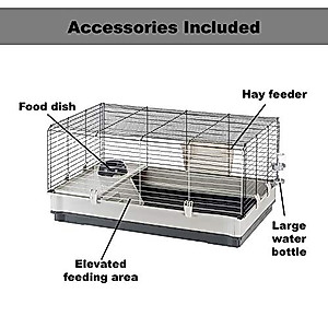 Ferplast Krolik Green Rabbit Cage Deluxe | Rabbit Cage Includes All Accessories & Measures 39.4L x 23.6W x 19.7H & Includes All Accessories | 1-Year Manufacturer's Warranty