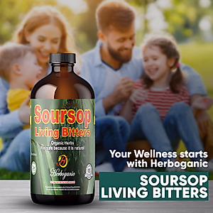 Herboganic Soursop Bitters Liquid | Natural Living Bitters for overall wellness 16 OZ | Soursop Bitters