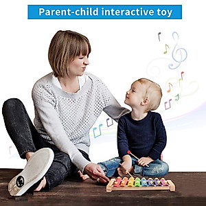 Wooden Xylophone Children's Musical Instruments Toy Wooden 8 Keys Hand Knock with Mallets Preschool Educational Toys Great Gift for Kids Girls and Boys Toddlers Ages 3+