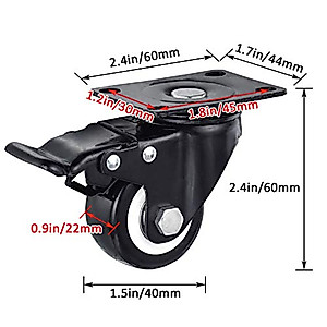 OUSIKA Heavy Castor Wheels-Set of 4 Swivel Caster Wheel,Furniture Castors-Polyurethane,Black,Heavy Duty 360° Top Plates,Double Bearings,Wear-Resistant,528lb Max Capacity,for Coffee Table,Cabinet (2.5i