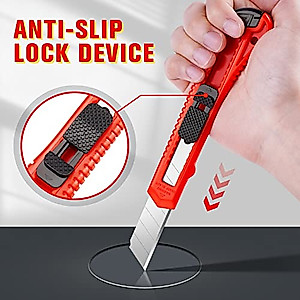 DIYSELF 4 Pack Box Cutter, Box Cutter Retractable for Cardboard, Papers and Plastics. 18mm and 9mm Utility Knife, Razor Knife, Portable Utility Knives Efficient for DIY and Work Use, Retractable Knife