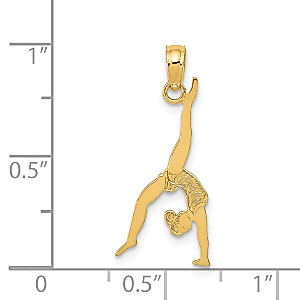 IceCarats 14K Yellow Gold Gymnast Necklace Gymnastics Charm Sports Pendant 25mm x 10mm Only