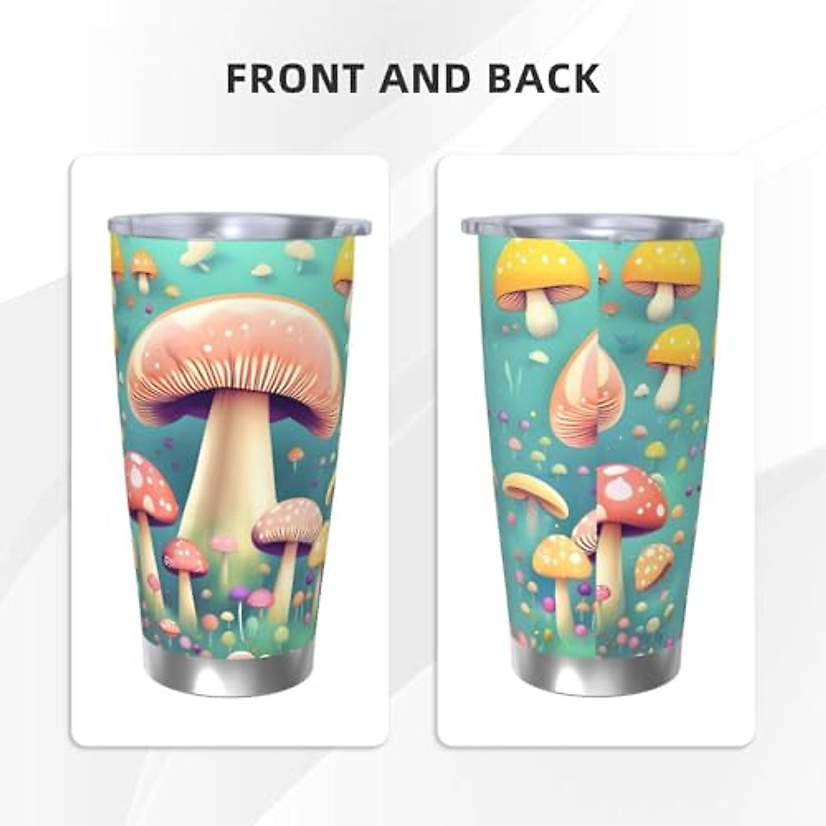 WXZYFP Car cup (single silver rim), can use a straw or drink directly, easy to use.Pretty little mushrooms