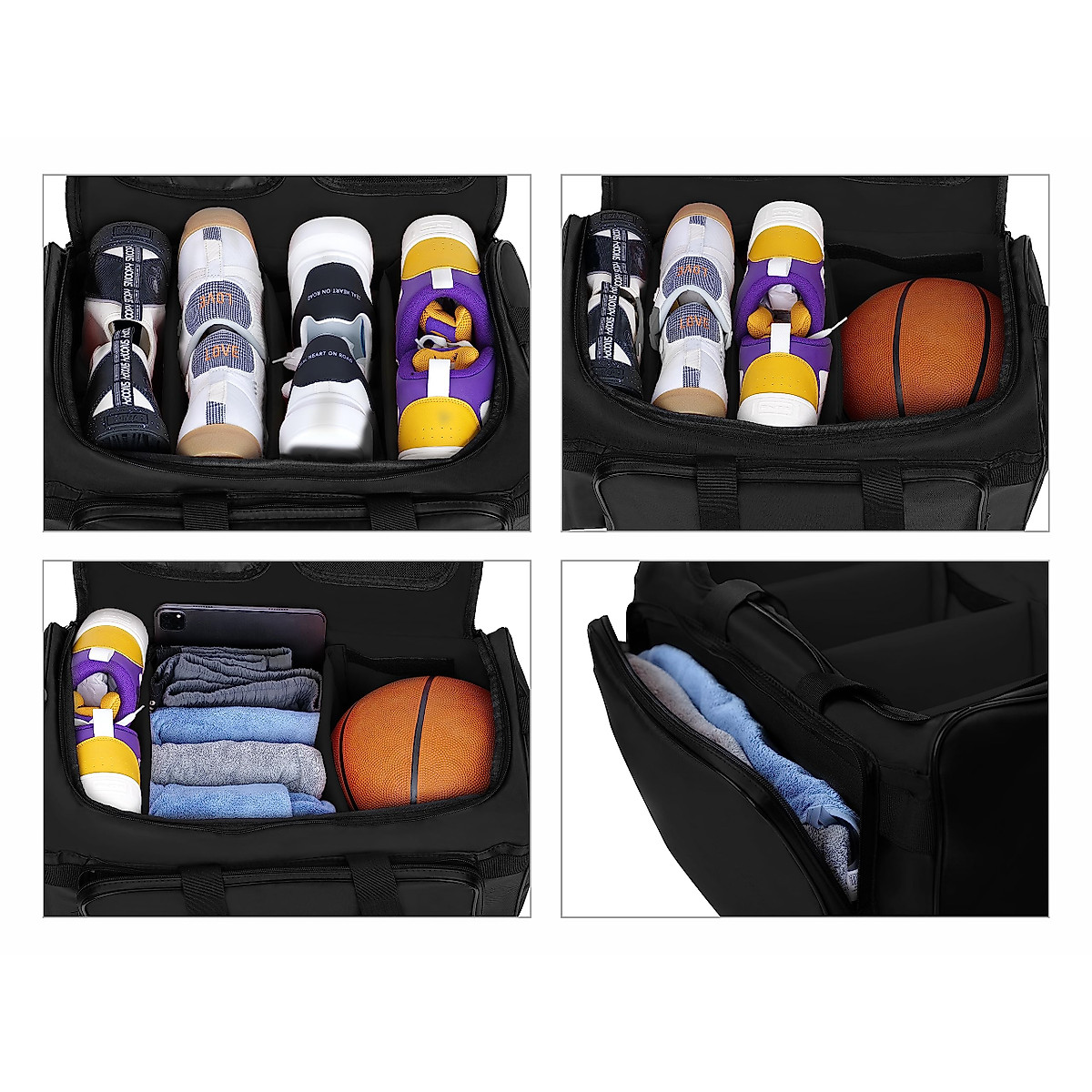 Sneaker Travel Bag for Men Shoe Bags for Travel Outdoor Sneaker Duffel Travel Bag Sports Gym Bag Basketball Sneaker Luggage Travel Bag sneaker bag for Travel with 3 Adjustable Divider Multi-functional