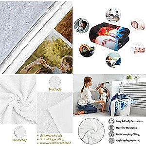 LUHAH Softball Blanket, Custom Throw Blanket with Name, Personalized Holiday Present Flannel Blanket for Home Decor, 60"x80"