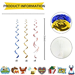 36pcs Oktoberfest Hanging Swirls Decorations, Pre-assembled Oktoberfest Party Decorations, Oktoberfest Party Supplies German Party Decorations for Bavarian Beer Oktoberfest Decorations Party cocomigo