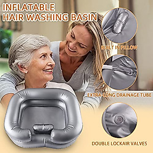 UOPIRHJ Portable Shampoo Bowl, Inflatable Hair Washing Sink for Bedridden, Disabled,Injured, Hair WashTub for Dreadlocks and at Home Sink Washing (Grey)