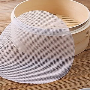 Inchant 5pcs Round Silicone Steamer Mats Non-stick Silicone Dumplings Buns Baking Pastry Dim Sum Mat for Bamboo Steamer
