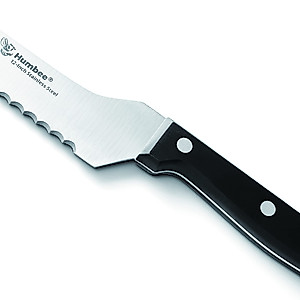 HUMBEE, 12 inch Offset Bread Knife Serrated Knife Wave Edge Blade,Black
