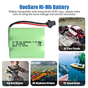 HJ 2 pcs 3.6V 2400mAh NI-MH 3xAA SM2P Battery with USB Charging Cable for Some Kind of RC Toy Car Boat Plane Flashlight Safe Equitment Electric Machine