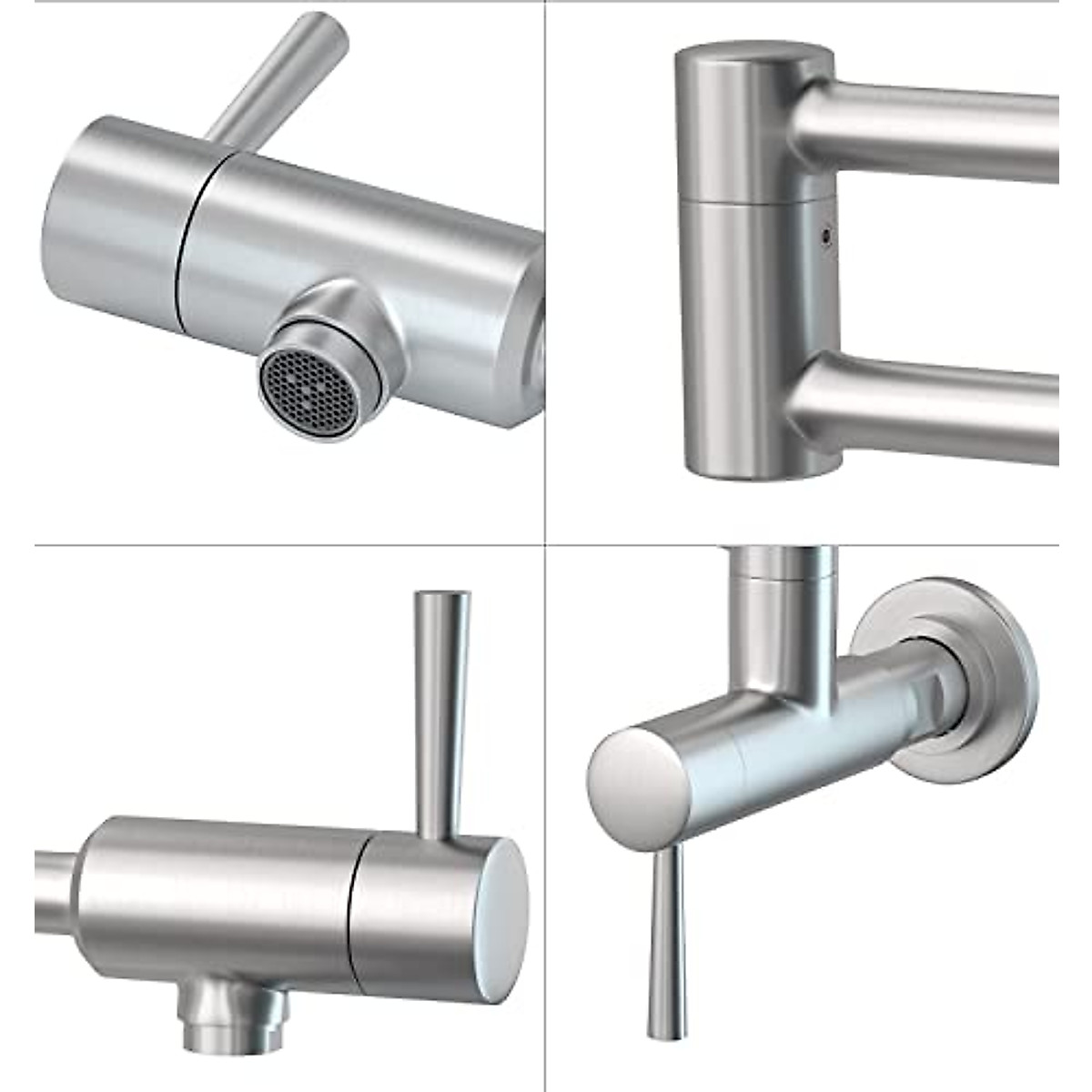 MSTJRY Pot Filler Faucet Wall Mount Commercial Kitchen Faucets Stainless Steel Stretchable Double Joint Swing Arm Single Hole Two Handle Kitchen Sink Faucet