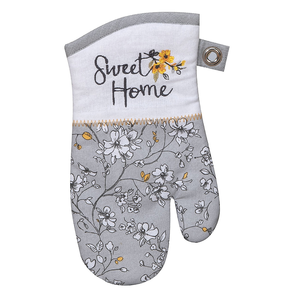 Generic Farmhouse Sweet Home Kitchen Linen Set: 4 Piece Bundle Includes Oven Mitt, Tea Towel, Flour Sack Towel and a Potholder by Kay Dee Designs, Gray Yellow