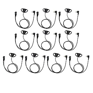 GoodQbuy D Shape Clip-Ear Headset Earpiece PTT with Mic is Compatible with Motorola Two-Way Radio CLS1410 RMM2050 GP300 CP200 PR400 CLS1110 (10 Pcs)
