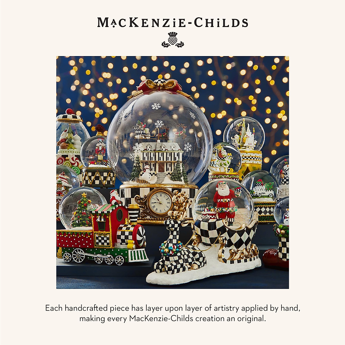 MACKENZIE-CHILDS Snow Globe, Christmas Decoration for Living Room, Holiday Decor, Dashing Through The Snow