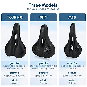 TONBUX Comfortable Bike Seat, Soft Bike Seat Cushion for Men Women Comfort, Breathable Bicycle Seat Replacement Compatible with Peloton, Padded Bicycle Saddle for Mountain MTB BMX Road Exercise Bike