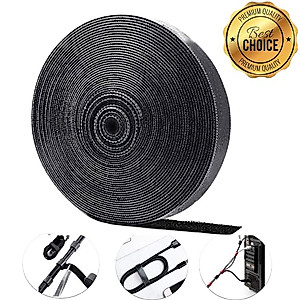 62ft x 1/2inch Cable Ties Roll, Inorthtop Cable Management Straps,Cord Organizer,Under Desk Cable Management,Hook Loop Self Gripping for PC TV Car Desk Home Office Garden