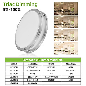 hykolity 10 inch Flush Mount LED Ceiling Light Fixture, 17W 1100lm, 2700K/3000K/3500K/4000K/5000K Adjustable Ceiling Lights, Brushed Nickel Saturn Dimmable Lighting for Hallway Bathroom - 2 Pack