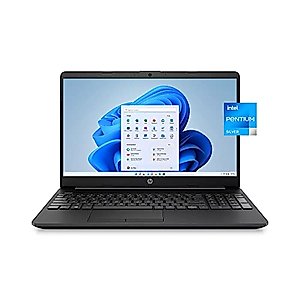 HP 2022 15.6" HD Laptop, Intel Pentium N5030 Processor, 4GB RAM, 128GB PCIe SSD, Intel HD Graphics, HD Webcam, Stereo Speakers, Black, Windows 11, ABYS 64GB Micro SD Card