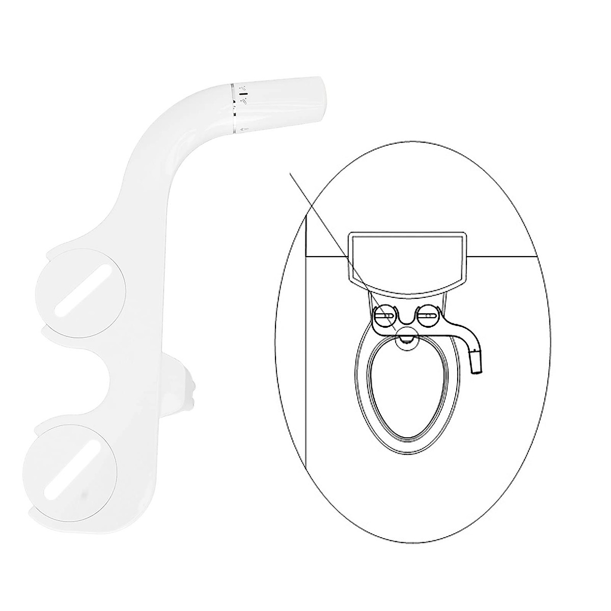 Ultra Slim Bidet Attachment for Toilet, Non Electric Bidet Toilet Seat Attachment with Self Cleaning Dual Nozzles for Feminine Wash, Hygienic Bidets for Existing Toilets (White)