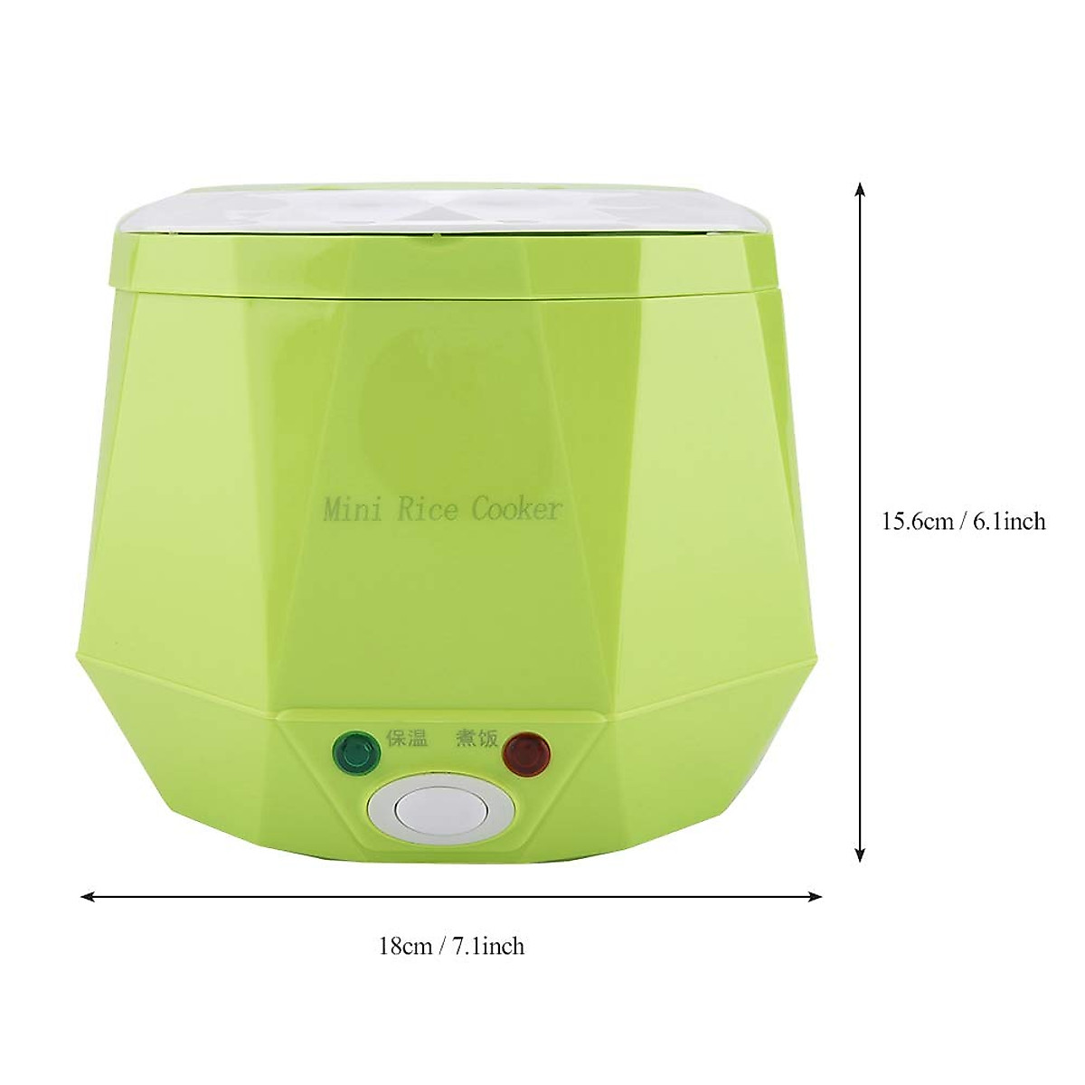 Electric Rice Cooker，Portable Electric Car Truck Food Steamer，Mini Travel Rice Cooker， 12V 100W 1.3 L Portable Meal Heater Food Warmer(Green)
