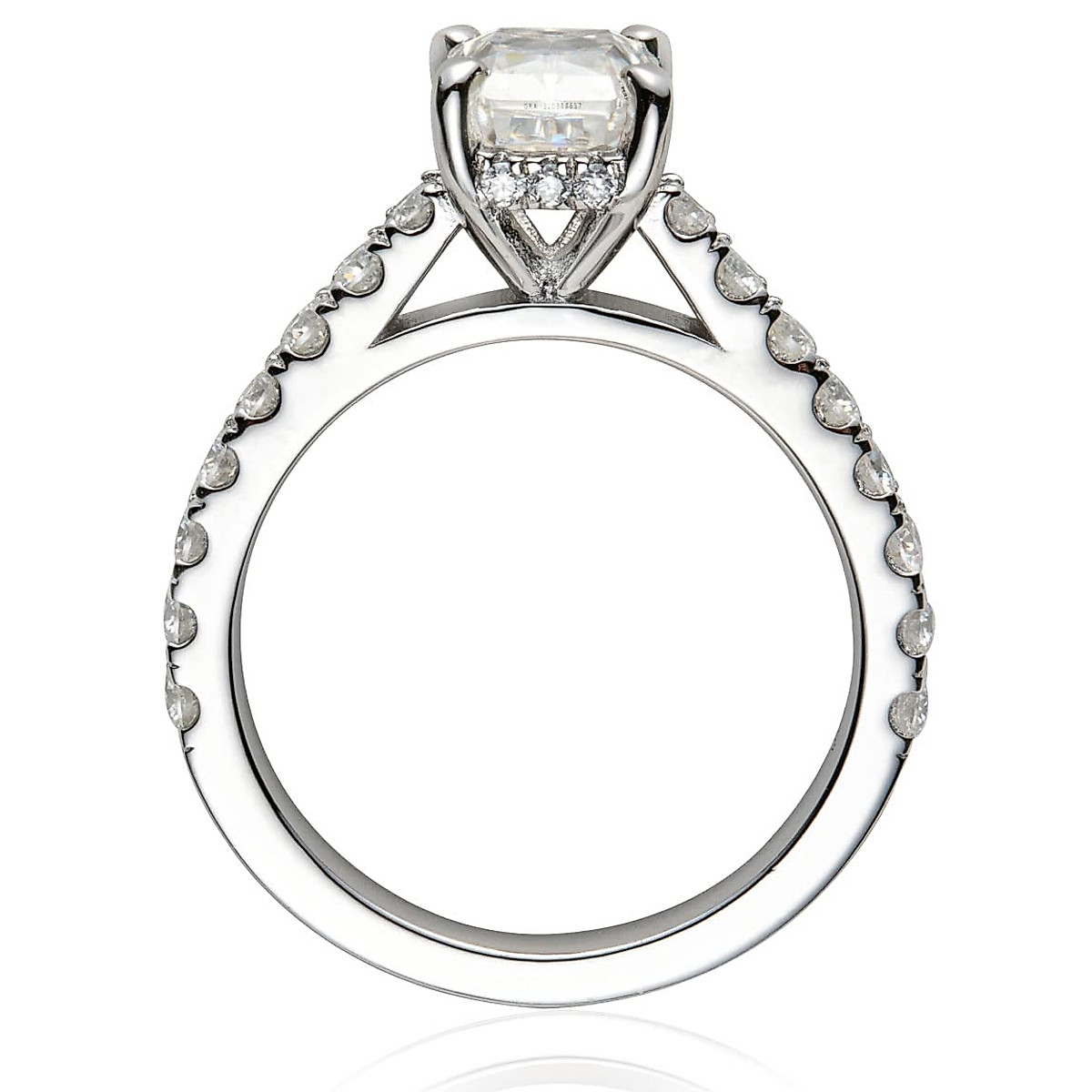 Sizeron Moissanite Engagement Rings 1.5 Ct Radiant Cut D Color VVS 18K White Gold Plated Sterling Silver For Women Size 6