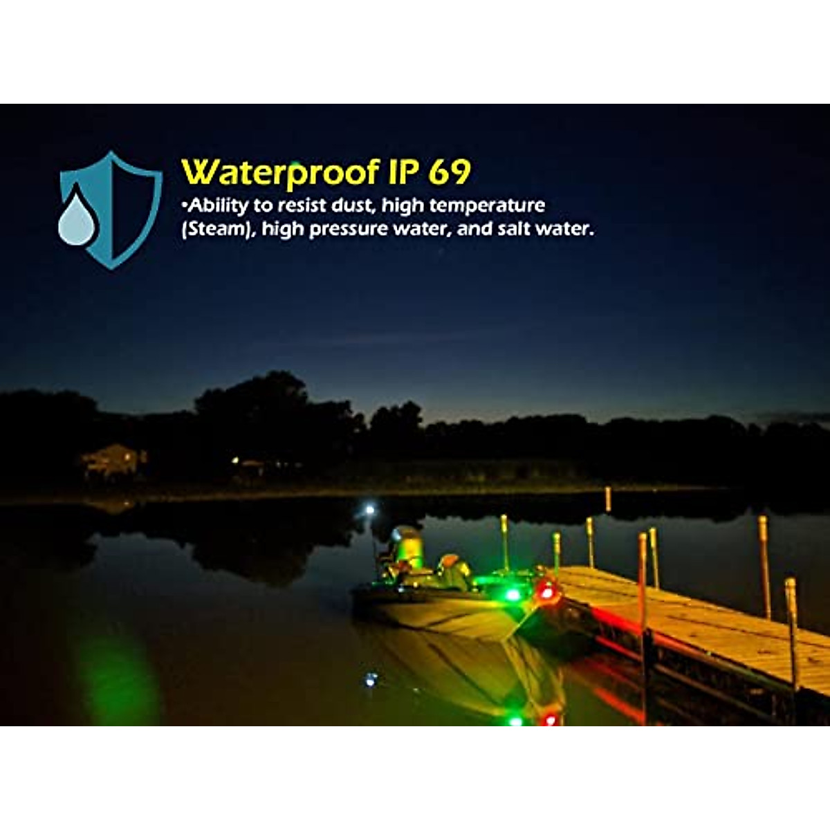 Tree Leds Marine Boat led Navigation Stern Bow Lights Waterproof for Boat, Kayak, Starboard, Small & Big Watercraft 12V DC Red and Green Stripe Kit Long-Life Lenses Durability