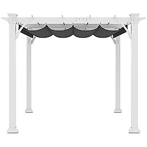 Outsunny 13' x 10' Outdoor Retractable Pergola Canopy, Wood Gazebo Sun Shade Shelter for Grill, Garden, Patio, Backyard, Deck