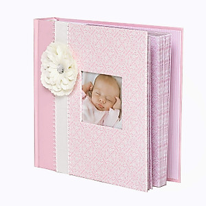 C.R. Gibson Pink Photo Album Baby Book for Girls, 10.4 x 9.7 x 1.9 inches, 80 Pages