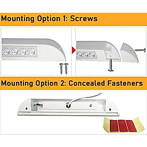Raycharm 10" RV & Marine Boat LED Awning Porch Utility Light Fixture, 40° Down Angle Beam, 6000K Cool-White Super Bright, 12V/24V DC, High Light-Output Low Ampere Draw, Waterproof White Finish, 2-Pack