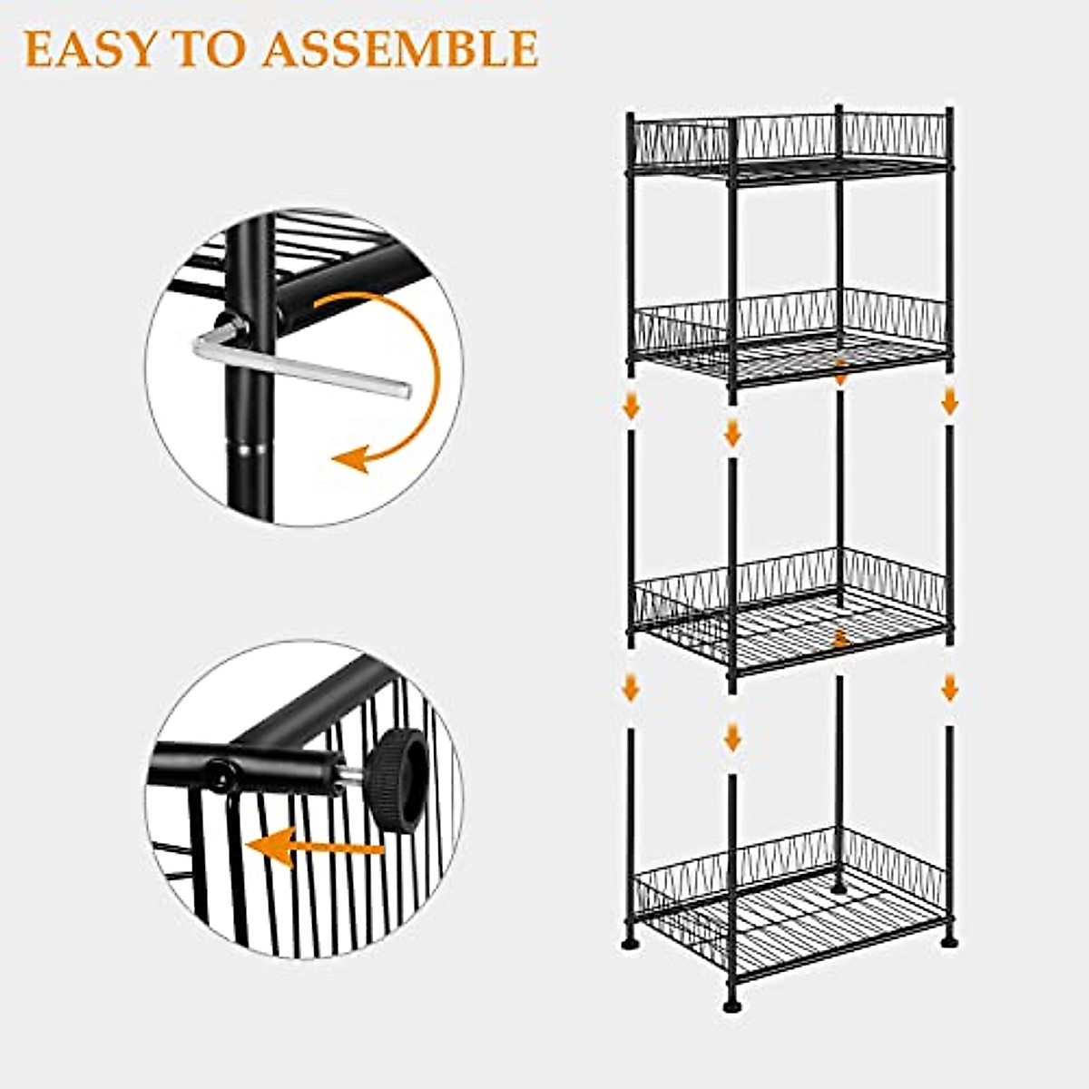 smusei Black Bathroom Storage Shelves Freestanding Bathroom Shelf Organizer 4 Tier Metal Wire Shelving Units Bathroom Towel Storage Rack Stand for Small Spaces Kitchen Pantry Laundry Room