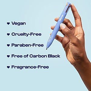 Alleyoop Pen Pal 4-in-1 Touch Up Makeup Pen - Eyeliner in Black, Lip Liner in Berry, Highlighter Stick in Champagne, Eyebrow Pencil in Brown - Travel Makeup Pen, Cruelty-Free & Vegan (Berry Busy)​