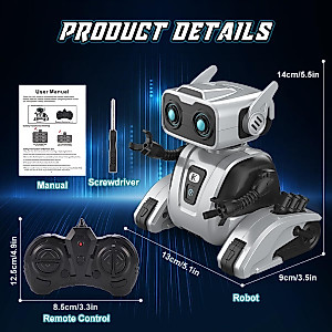 REMOKING Robot Toy, STEM Remote Control Robot Toys for Kids, Educational Intelligent RC Robots with Dance, LED Eyes, Interactive Smart Robot Toys Gifts for Boys Girls Kids 3 4 5 6 Years Old